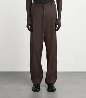 MAISON MARGIELA Virgin Wool-cotton Pleated Trousers