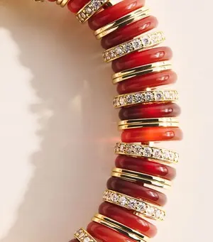 Eddie Borgo Gold-plated Amber, Carnelian And Pavé Crystal Lenox Bracelet
