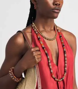 Eddie Borgo Gold-plated Amber, Carnelian And Pavé Crystal Lenox Bracelet