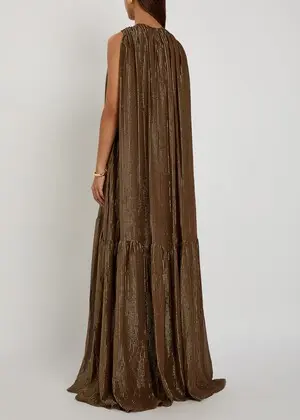 PETAR PETROV Draped Striped Silk-blend Chiffon Gown