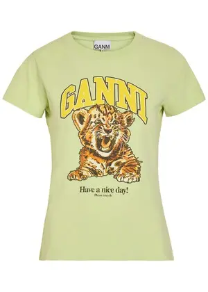 GANNI Printed Cotton T-shirt - Multicoloured