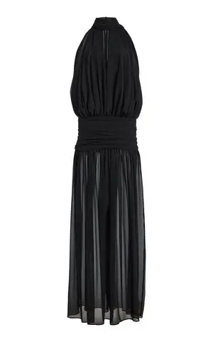 DE LA VALI De La Vali Cruz Crepe Tie-Neck Maxi Dress Black