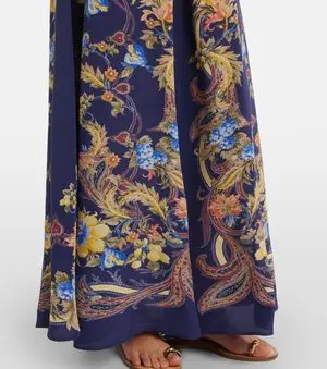 Etro Paisley Tie-neck Silk Maxi Dress - Blue