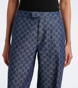 Gucci Gg Jacquard Wide-leg Jeans