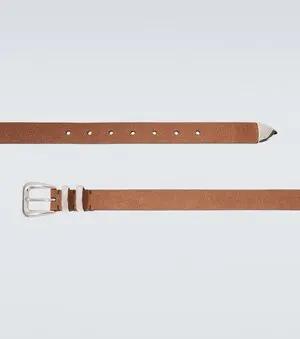 Brunello Cucinelli Suede Belt With Silver-tone Buckle