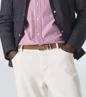 Brunello Cucinelli Suede Belt With Silver-tone Buckle