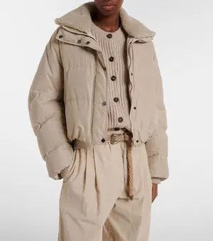 Brunello Cucinelli Shearling-trimmed Cotton-blend Down Jacket