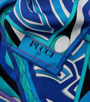 Emilio Pucci Labirinto Silk Twill Head Wrap - Blue