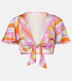 Emilio Pucci Angoli Jersey Satin Crop Top - Multicoloured