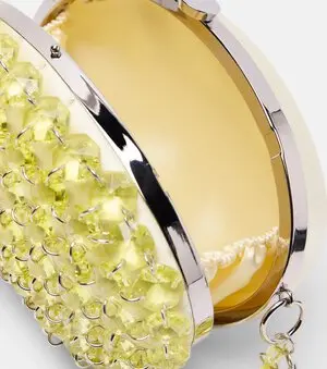 SELF-PORTRAIT Oval Embellished Clutch - Yellow