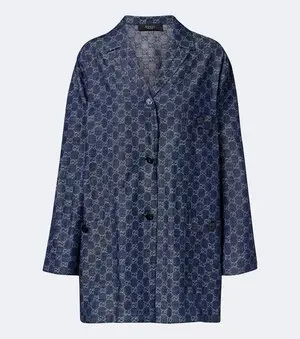 Gucci Gg Jacquard Denim Shirt - Blue