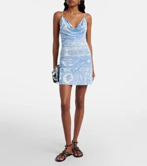 Emilio Pucci Angoli Draped Satin Jersey Mini Dress