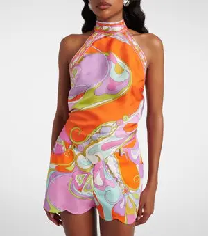 Emilio Pucci Orchidee Scalloped Cotton Shorts - Multicoloured
