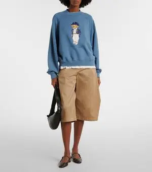 Polo Ralph Lauren Cotton-blend Sweatshirt With Embroidered Polo Bear - Blue