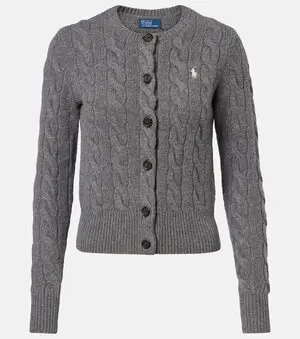 Polo Ralph Lauren Cable-knit Wool And Cashmere Cardigan - Grey
