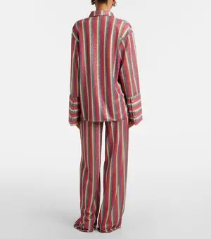 Oseree Lumiere Striped Wide-leg Pants