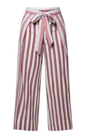 CONIGLIO PALM BEACH Two-panel Striped Cotton Wide-leg Trousers