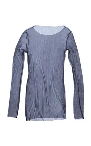 CORTANA Sheer Silk-blend Tulle Top - Navy
