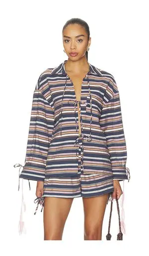 MILKWHITE Flower Detail Shirt With Front Tie Closure - Multi
