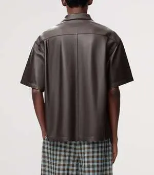 Loewe Leather Short-sleeve Shirt - Brown