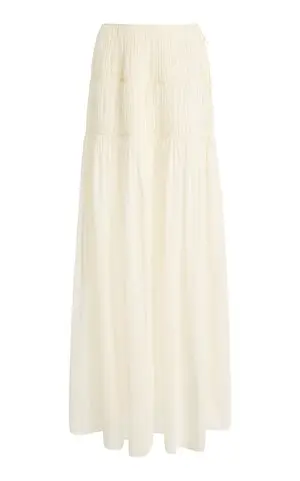 MORE NOIR Cotton-silk Voile Maxi Skirt - Ivory