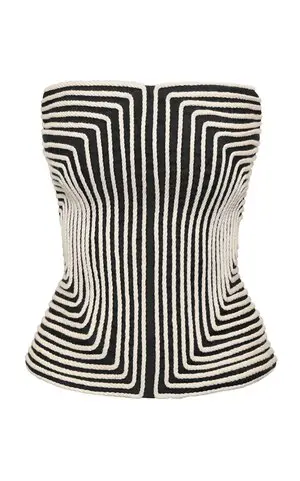 ANDRES OTALORA Nyota Alma Embroidered Strapless Corset Top - Black
