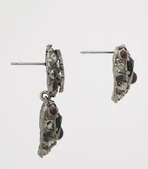 Saint Laurent Embellished Cassandre Heart Drop Earrings