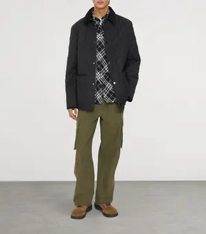 Burberry Quilted Barn Jacket With Corduroy Collar