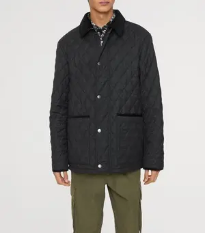 Burberry Quilted Barn Jacket With Corduroy Collar