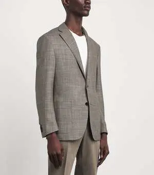 Corneliani Virgin Wool-silk Herringbone Blazer - Grey