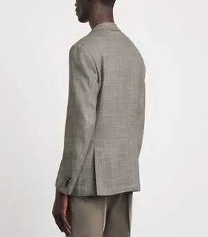 Corneliani Virgin Wool-silk Herringbone Blazer - Grey