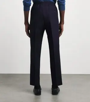 Corneliani Stretch Virgin Wool Drawstring Trousers - Navy
