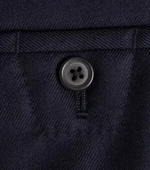Corneliani Stretch Virgin Wool Drawstring Trousers - Navy