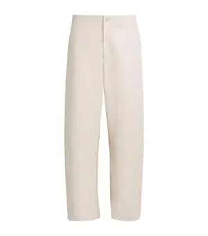 LAUREN MANOOGIAN Nappa Leather Wide-leg Trousers - Beige