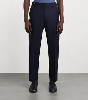 Corneliani Virgin Wool Slim Trousers - Navy