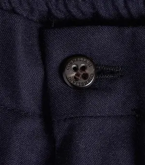 Corneliani Virgin Wool Drawstring Trousers - Navy