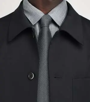 Canali Silk-wool Jacquard Neck Tie - Navy