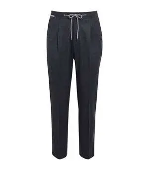 Corneliani Virgin Wool Drawstring Trousers - Grey