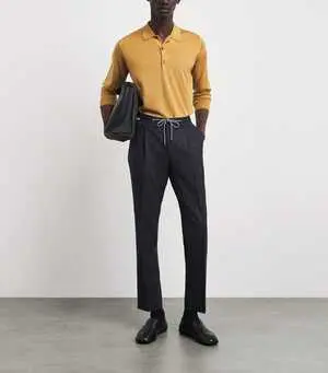 Corneliani Virgin Wool Drawstring Trousers - Grey