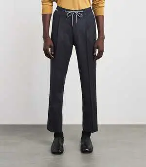 Corneliani Virgin Wool Drawstring Trousers - Grey
