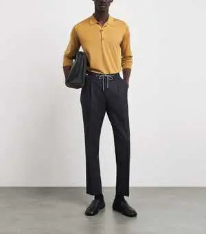 Corneliani Virgin Wool Drawstring Trousers - Grey