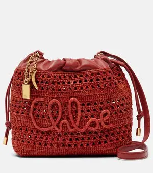 Chloé Summer Banana Mini Raffia Shoulder Bag - Red