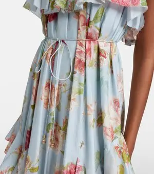 Zimmermann Roselight Floral Ruffled Silk Maxi Dress - Multicoloured