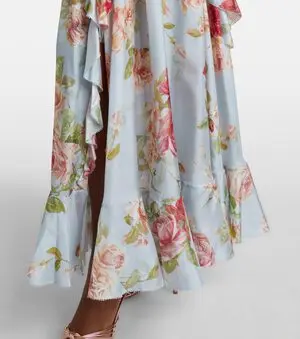 Zimmermann Roselight Floral Ruffled Silk Maxi Dress - Multicoloured