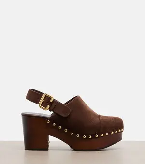 Chloé Jeannette Suede Clogs With Buckle-fastening Ankle Strap