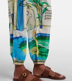 Tory Burch Printed Cotton Tapered Trousers