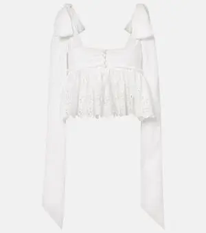 Chloé Broderie Anglaise Cotton Top - White