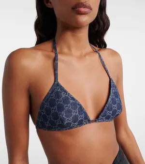 Gucci Gg Denim Jacquard Bra Top