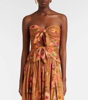 Zimmermann Mahon Floral Silk Maxi Dress - Brown