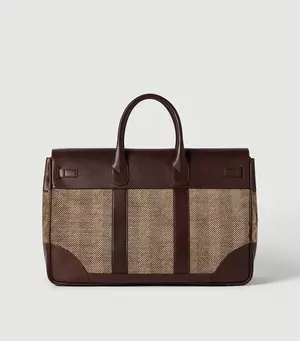 Brunello Cucinelli Leather-trim Chevron Holdall